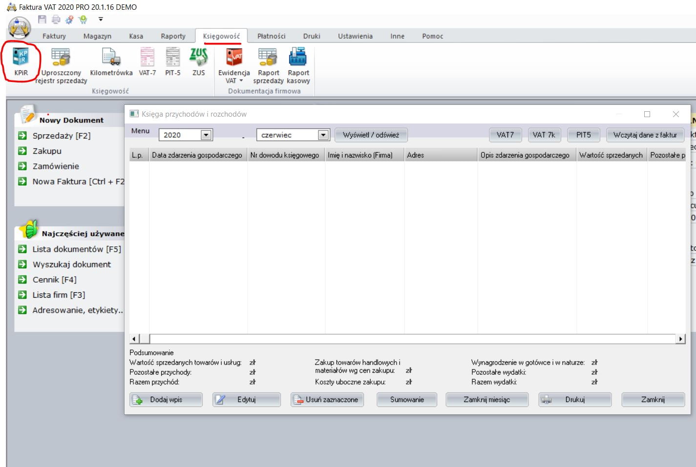 KPiR – Księga przychodów i rozchodów - RAFSOFT.NET