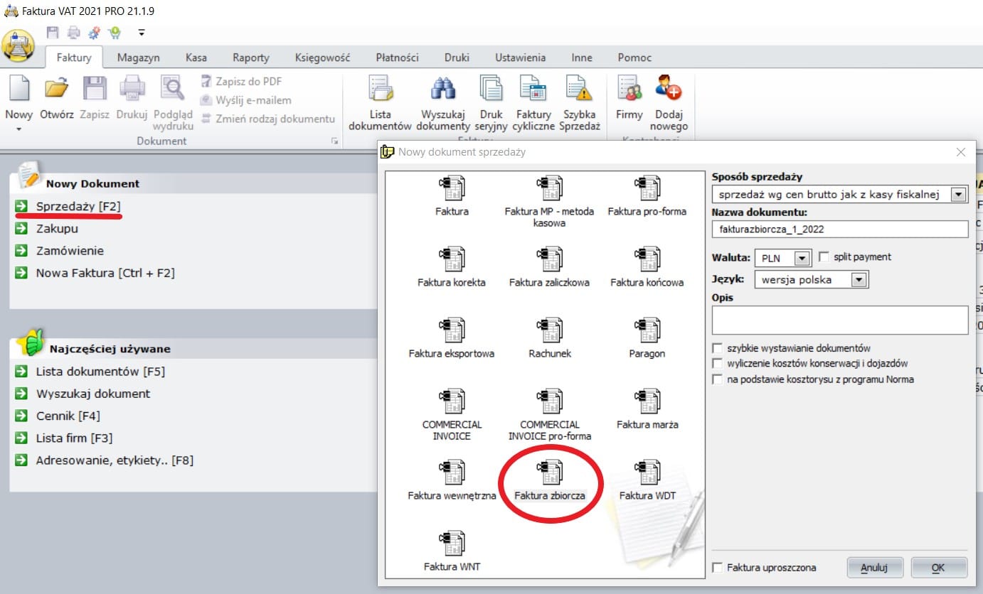 Faktura zbiorcza - RAFSOFT.NET